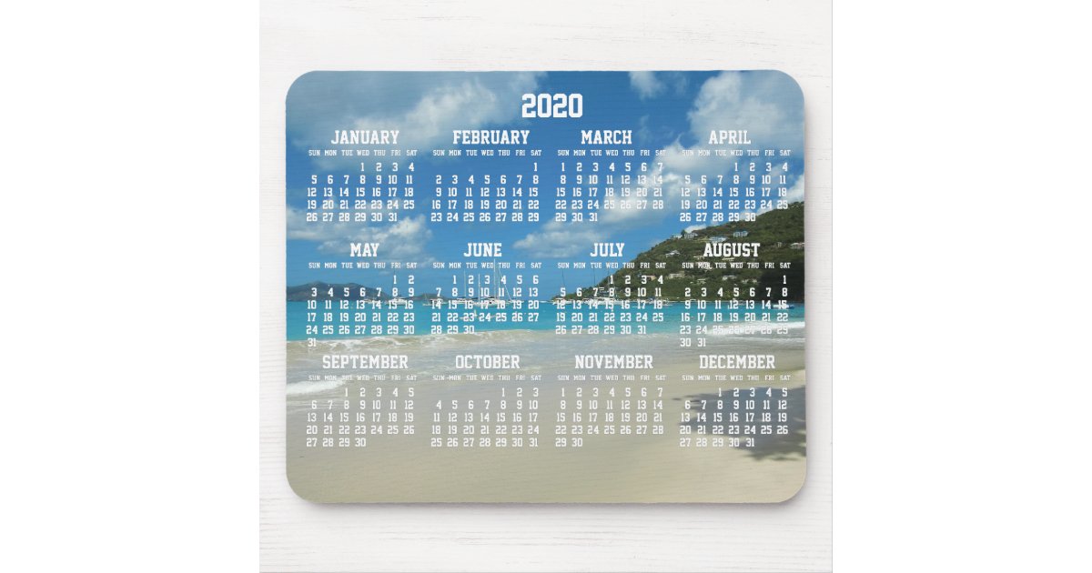Beach Yearly Calendar 2020 Mouse Pads | Zazzle