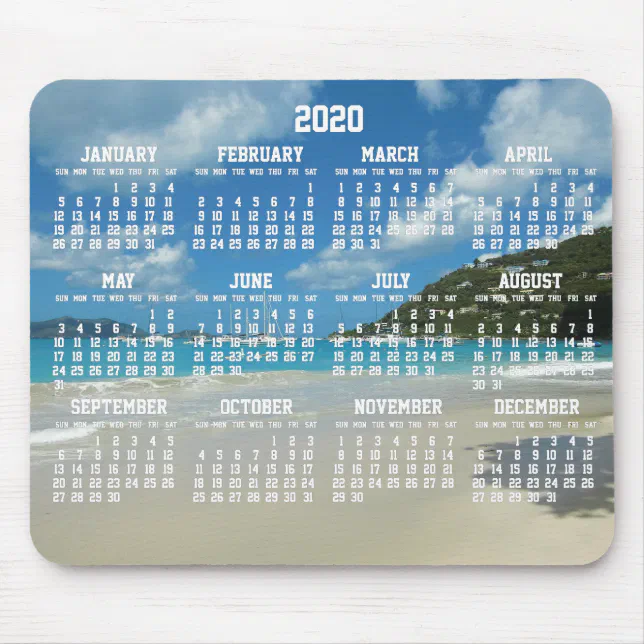 Beach Yearly Calendar 2020 Mouse Pads | Zazzle