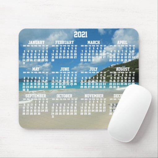 Beach Yearly Calendar 2021 Mouse Pads | Zazzle