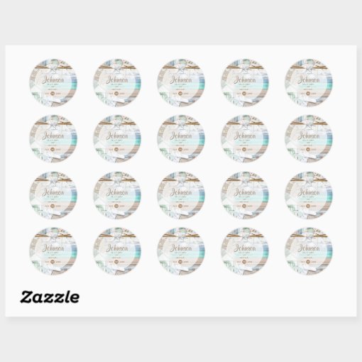 Beachfront Wedding Classic Round Sticker | Zazzle