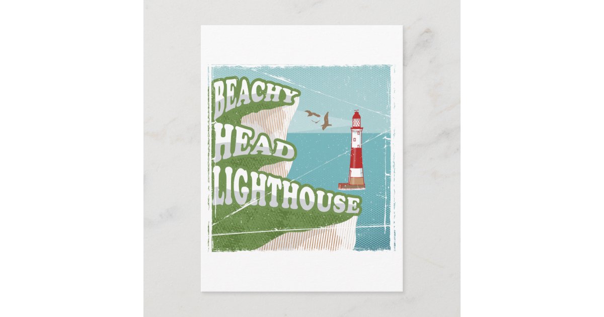 Beachy head lighthouse retro poster postcard | Zazzle