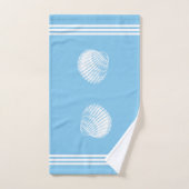 Beachy White Stripes & White Seashells Ocean Blue Bath Towel Set | Zazzle