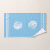 Beachy White Stripes & White Seashells Ocean Blue Bath Towel Set | Zazzle