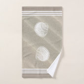 Beachy White Stripes & White Seashells Sand Dunes Bath Towel Set | Zazzle