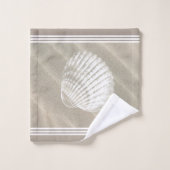 Beachy White Stripes & White Seashells Sand Dunes Bath Towel Set | Zazzle