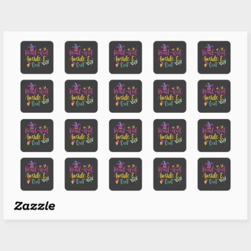 Bead-iful Inside and Out Funny Mardi Gras Gift Square Sticker | Zazzle