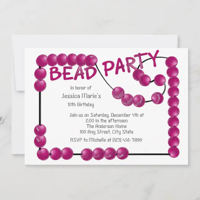 Bead Party Invitation | Zazzle