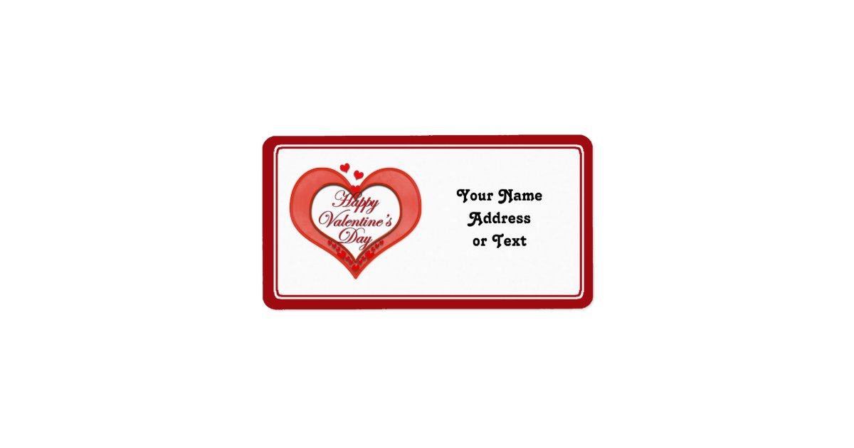 Beaded Red Heart Valentine Label | Zazzle