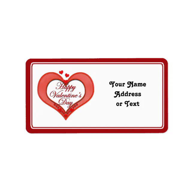 Beaded Red Heart Valentine Label | Zazzle