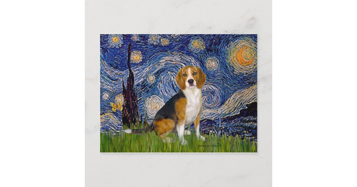 Beagle 7 - Starry Night Postcard | Zazzle