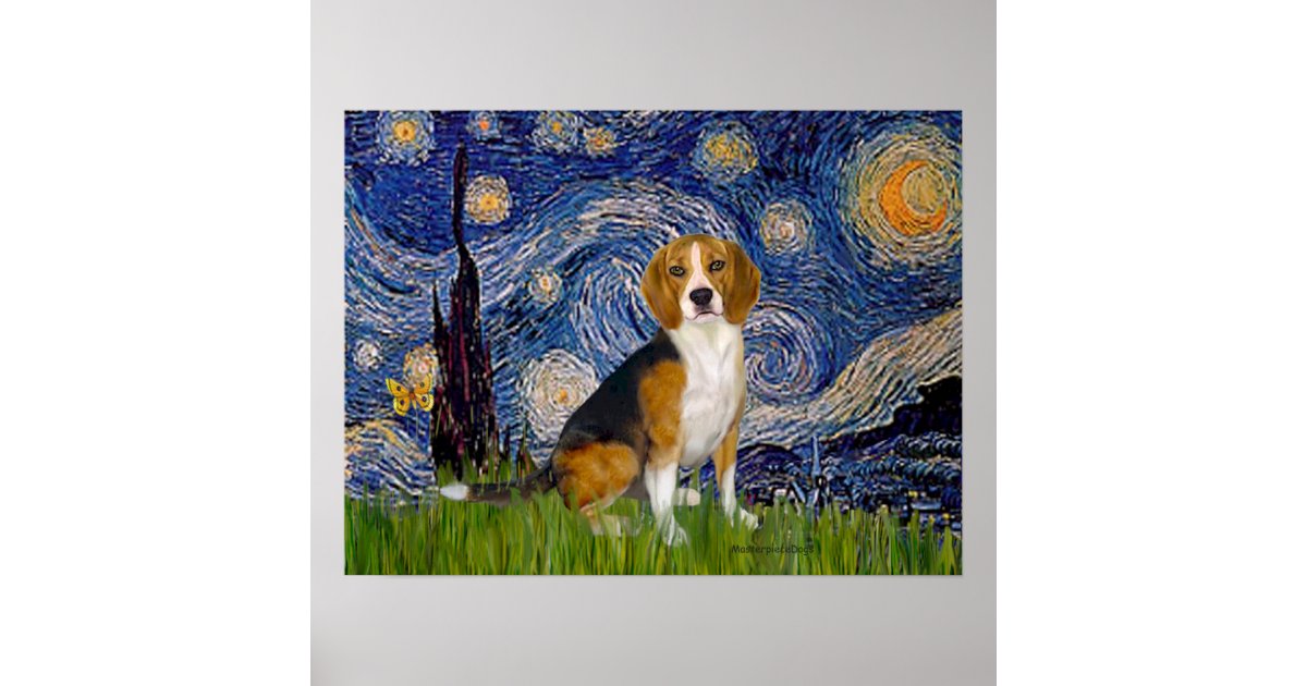 Beagle 7 - Starry Night Poster | Zazzle