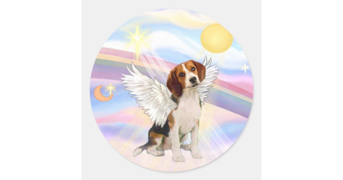 Beagle Angel Classic Round Sticker | Zazzle