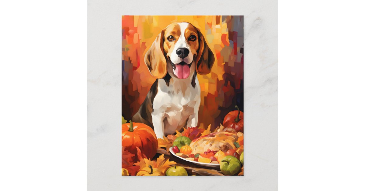 Beagle Autumn Thanksgiving Postcard | Zazzle