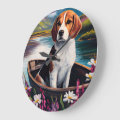 Beagle Dog on a Paddle: A Scenic Adventure Large Clock | Zazzle