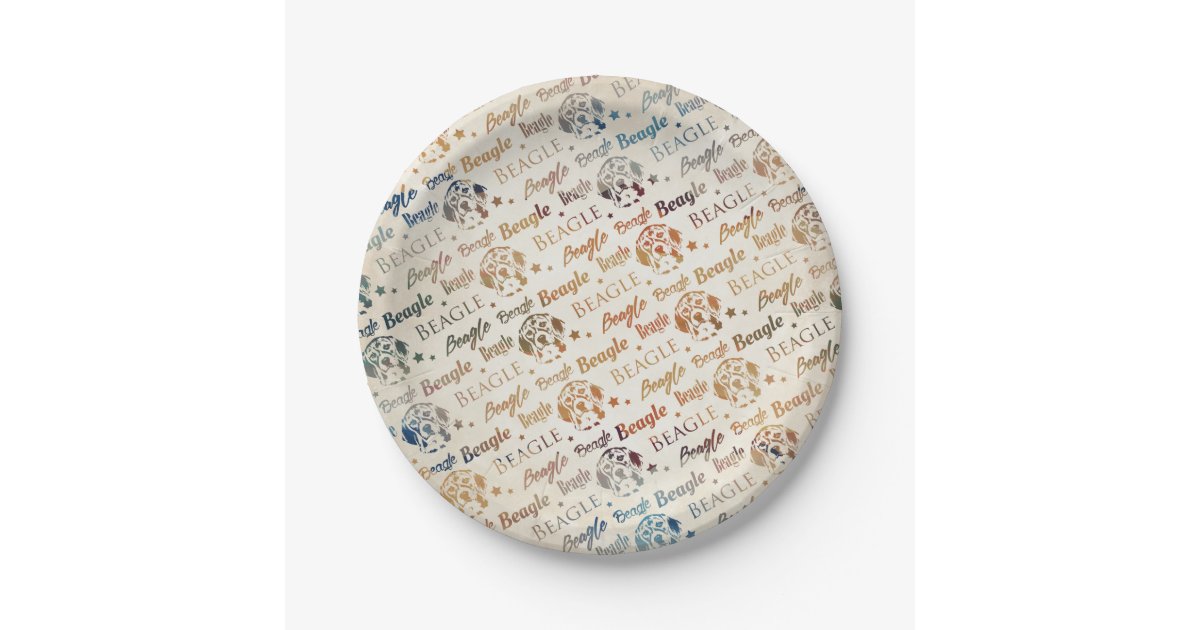 Beagle dog pattern paper plates | Zazzle