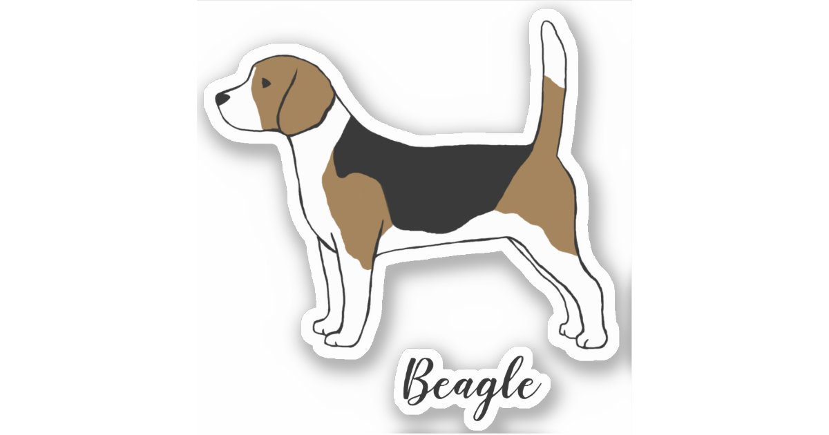 Beagle Drawing | Cute Pet Dog Vinyl Sticker | Zazzle