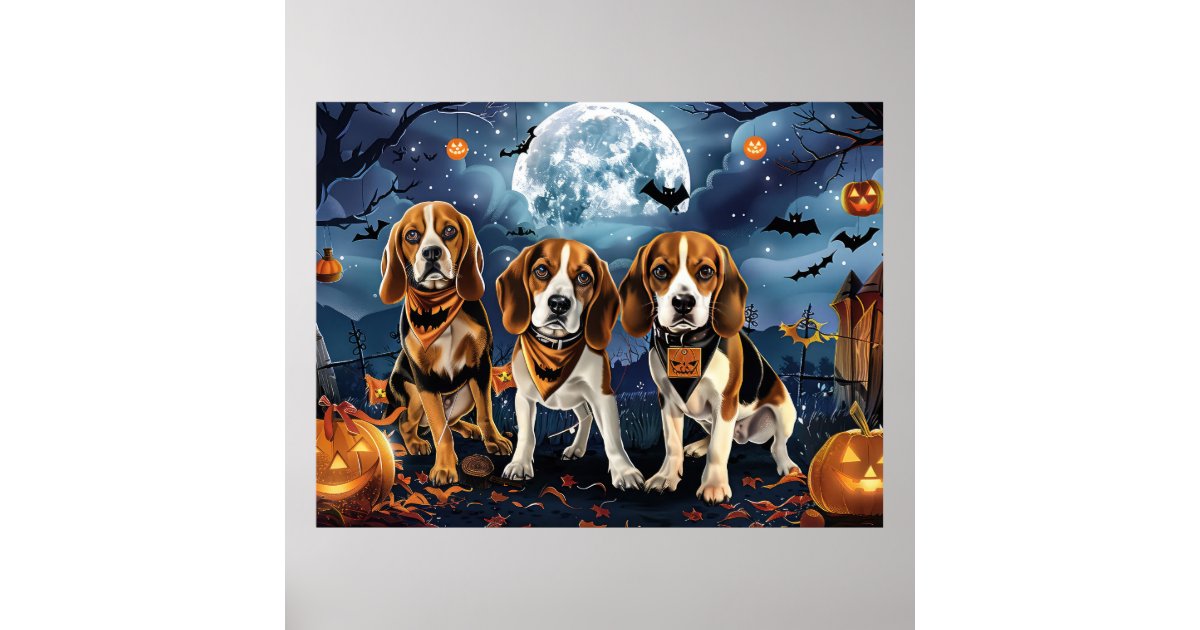 Beagle Halloween Spooky Poster | Zazzle
