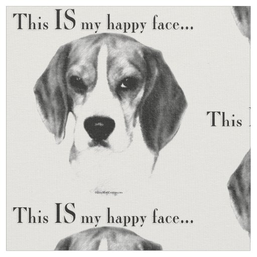 Beagle Happy Face Fabric | Zazzle