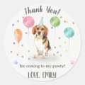 Beagle Lets Dog Birthday Thank You Classic Round Sticker | Zazzle