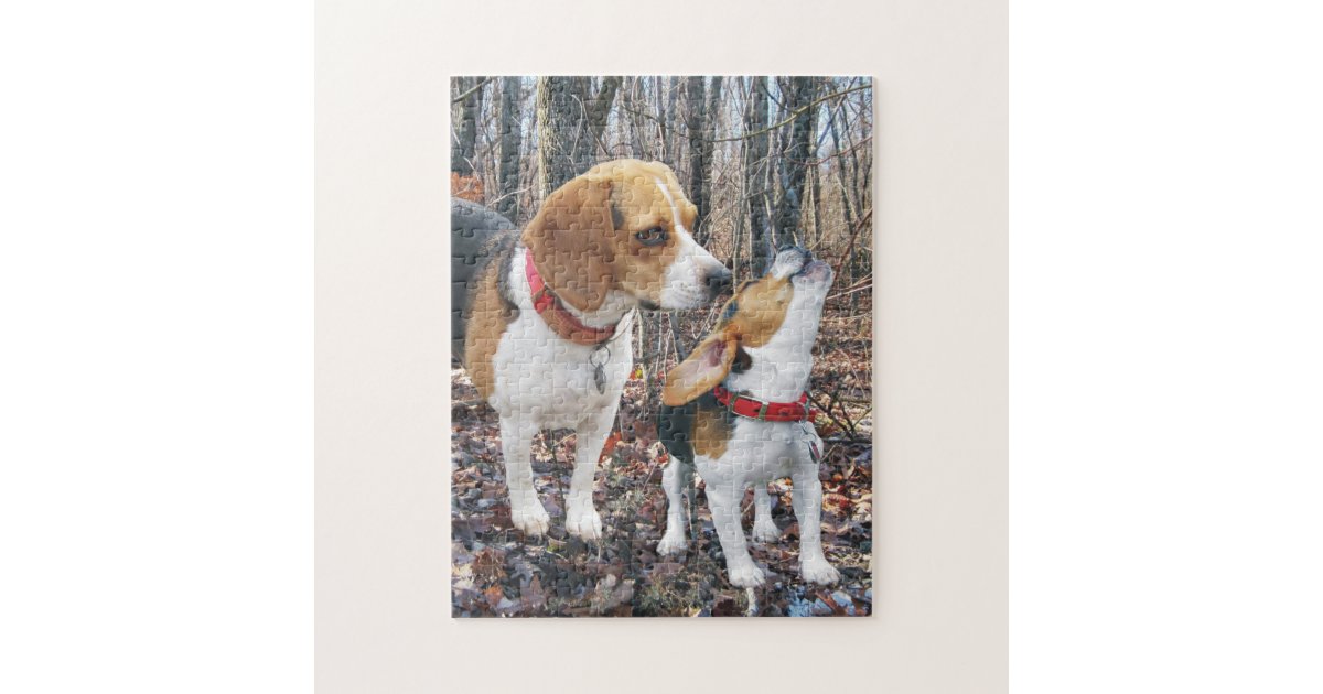 Beagle Mom & Puppy In Woods Jigsaw Puzzle | Zazzle