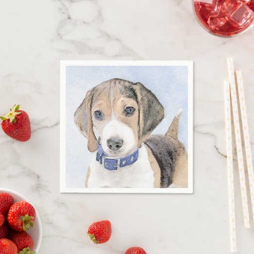 Beagle Painting - Cute Original Dog Art Napkins | Zazzle
