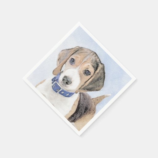 Beagle Painting - Cute Original Dog Art Napkins | Zazzle