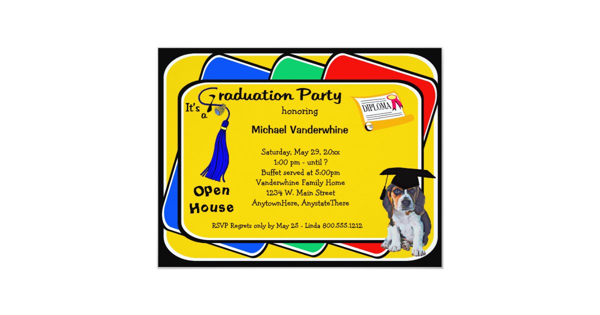 Beagle Puppy Blue Graduation Growler Party Invites | Zazzle.com