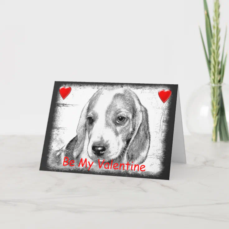 Beagle Puppy dog Valentines Day Card | Zazzle