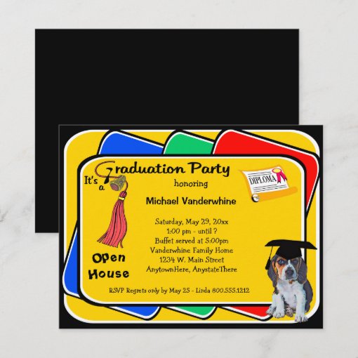 Beagle Puppy Red Graduation Growler Party Invite | Zazzle