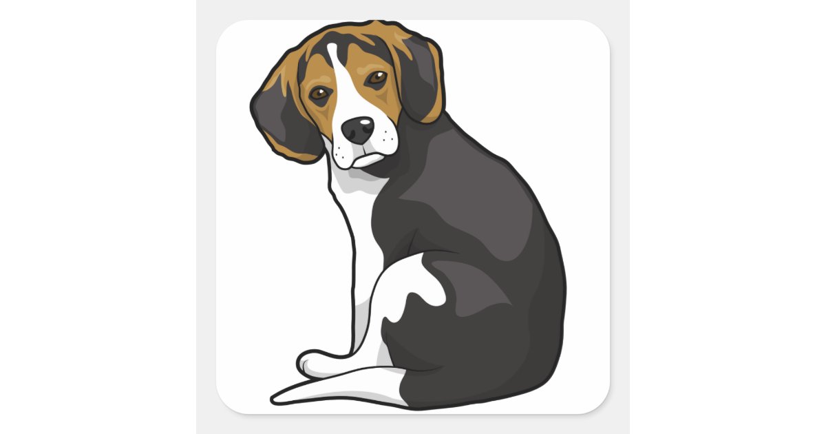 Beagle Puppy Square Sticker | Zazzle