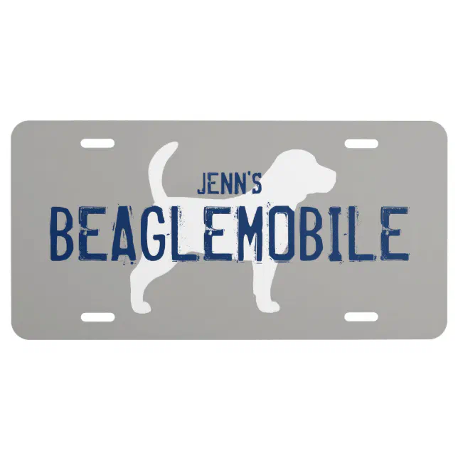 Beagle Silhouette Beaglemobile Custom Text License Plate | Zazzle