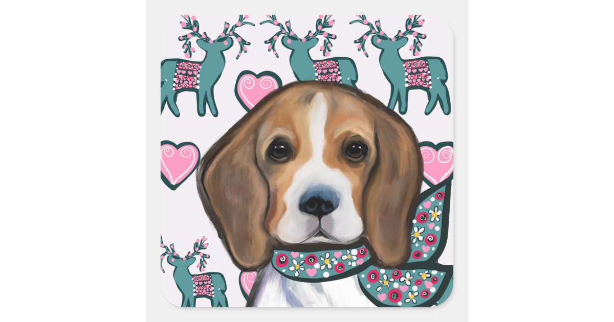Beagle square sticker | Zazzle