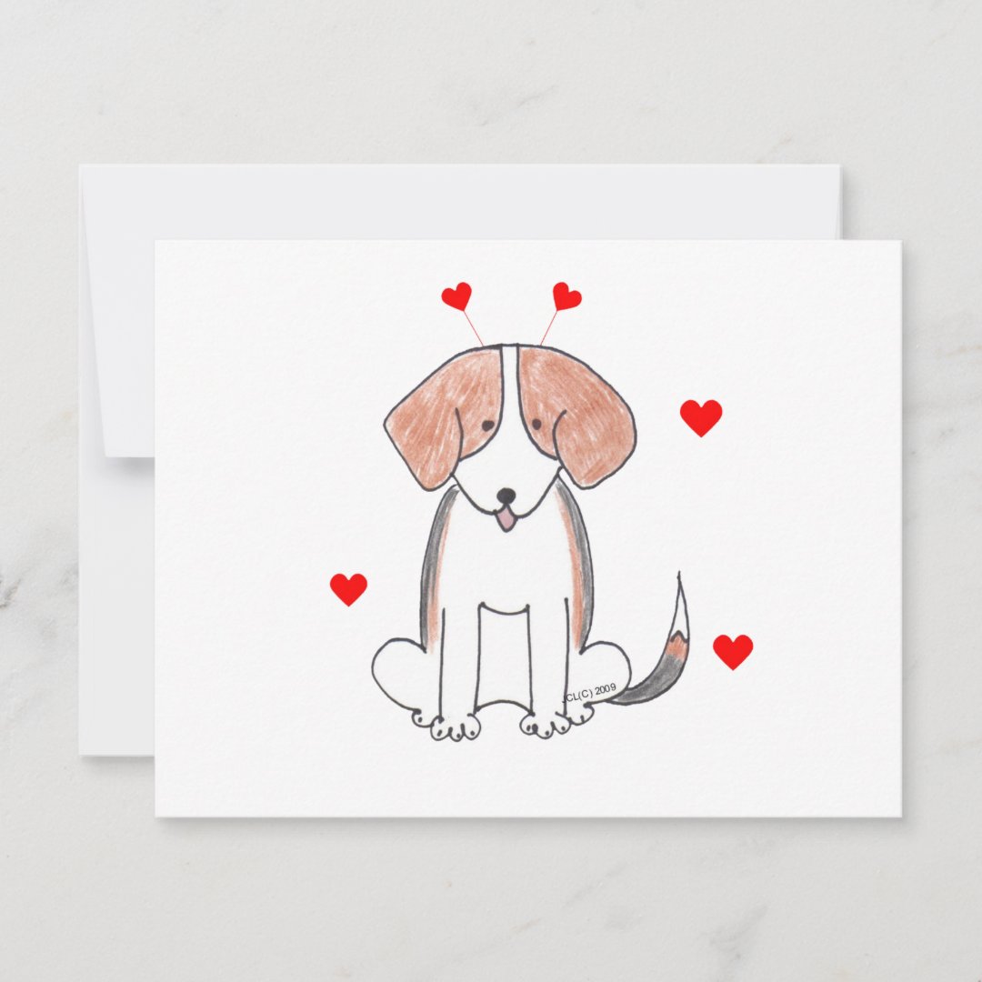 Beagle Valentine Ears Holiday Card | Zazzle