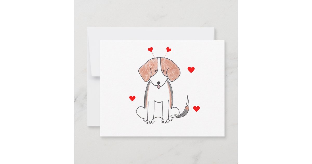 Beagle Valentine Ears Holiday Card | Zazzle
