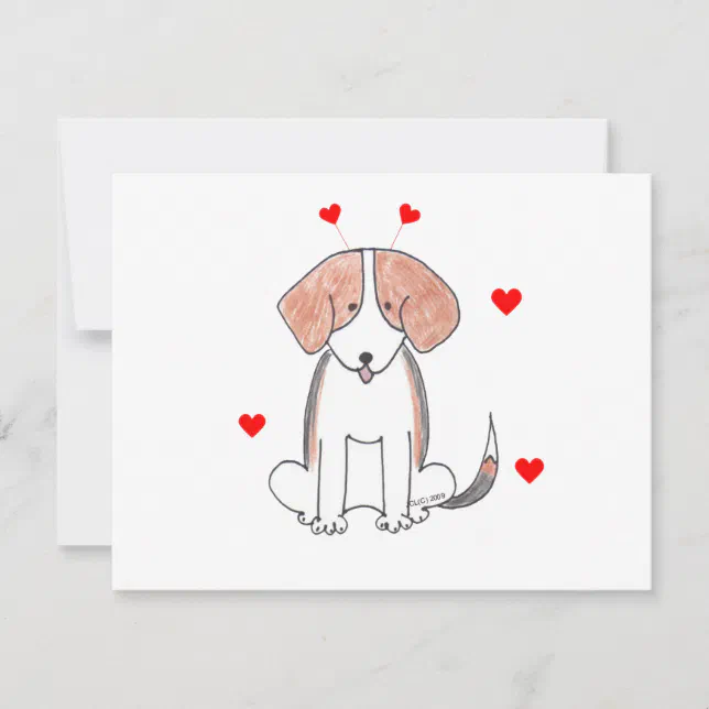 Beagle Valentine Ears Holiday Card | Zazzle