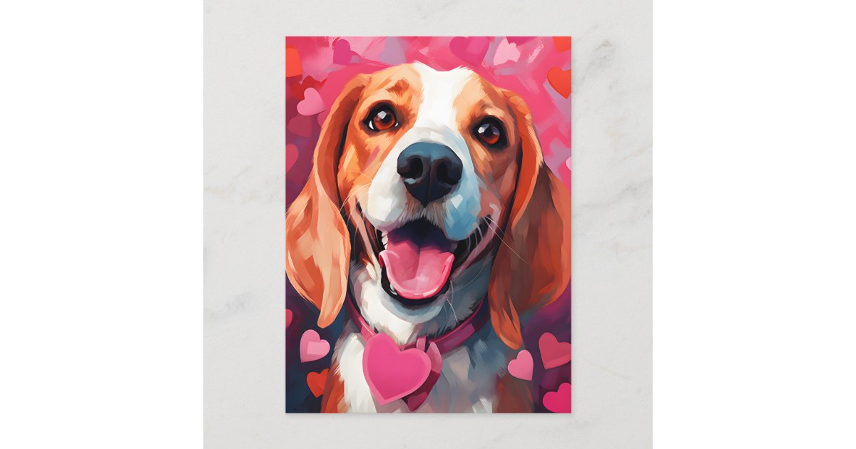 Beagle Valentines day Postcard | Zazzle