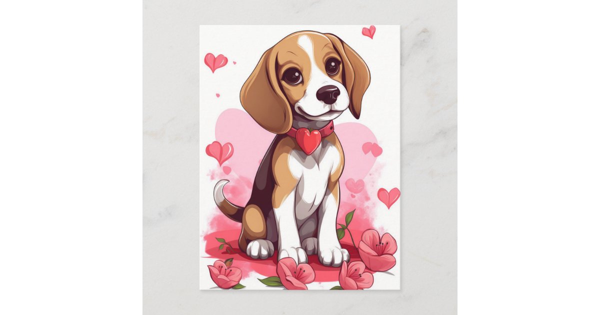 Beagle Valentines day Postcard | Zazzle