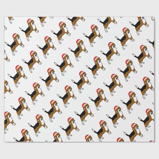 Beagle with Santa hat Wrapping Paper | Zazzle
