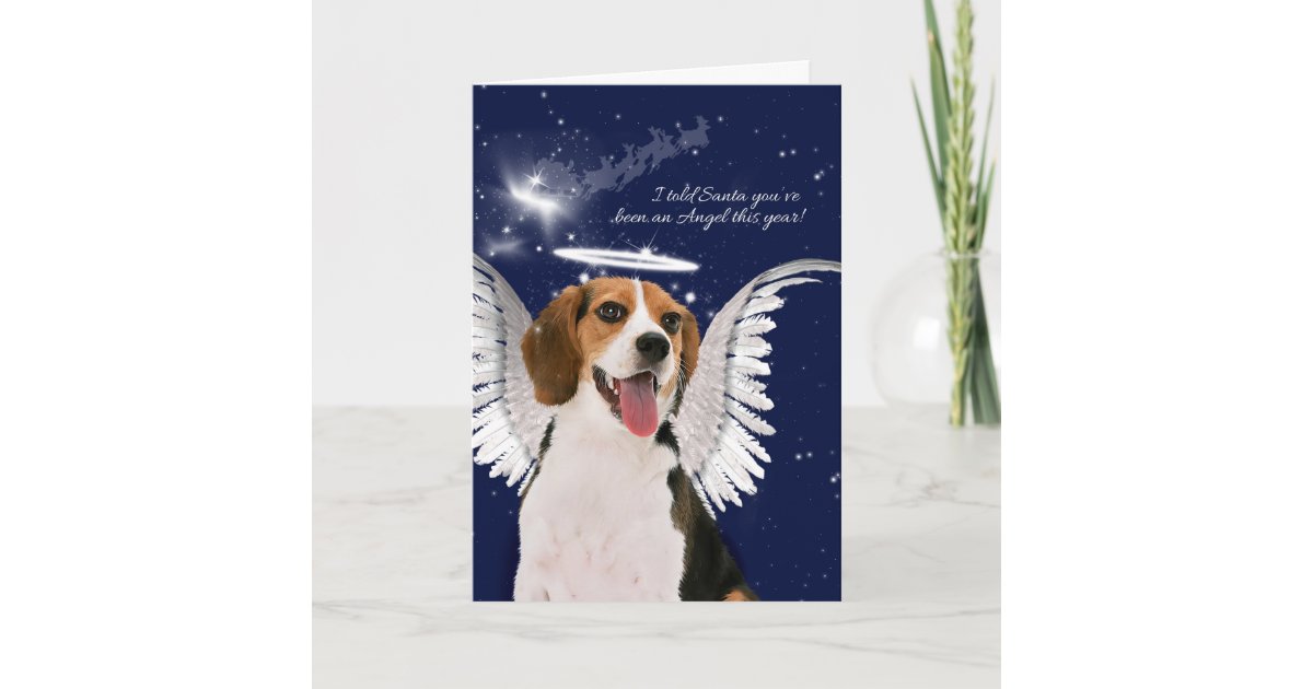 Beagle with Wings Angel Dog Christmas Holiday Card | Zazzle.com