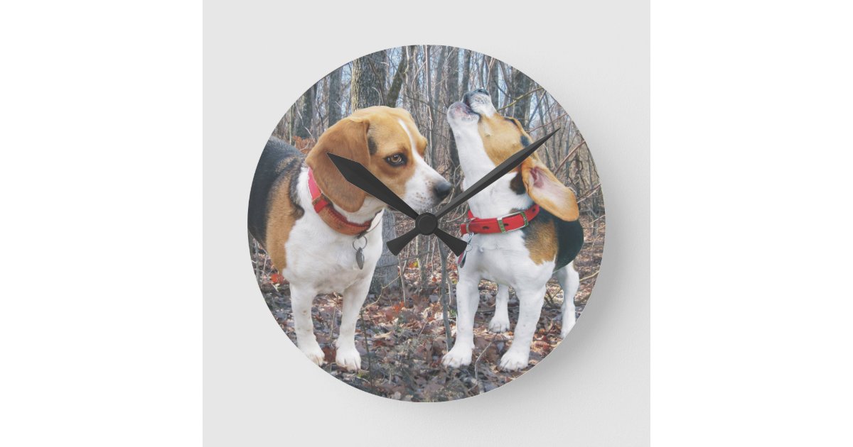 Beagles in the Woods Clock | Zazzle