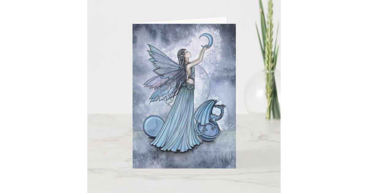 Beaituful Blue Fairy Dragon Card by Molly Harrison | Zazzle