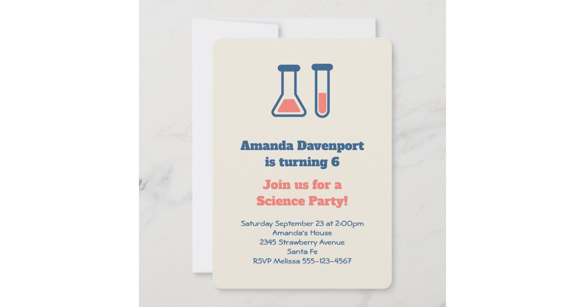 Beaker & Test Tube Science Themed Birthday Invitation | Zazzle