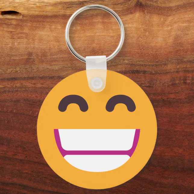 Beaming Face Smiling Eyes Cute Custom Colors Emoji Keychain | Zazzle