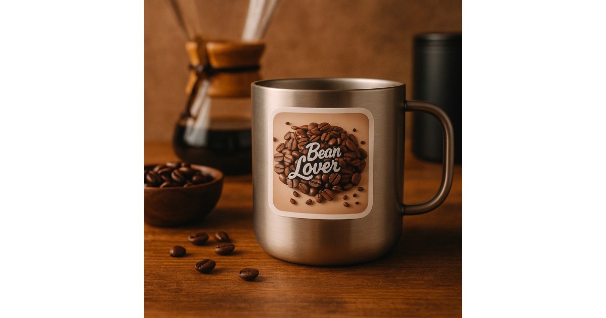 Bean Lover Coffee Beans Aesthetic Square Sticker | Zazzle