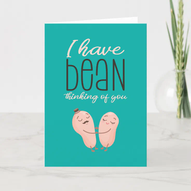 Bean Thinking Of You Cute Pun Funny Valentines Day Holiday Card | Zazzle