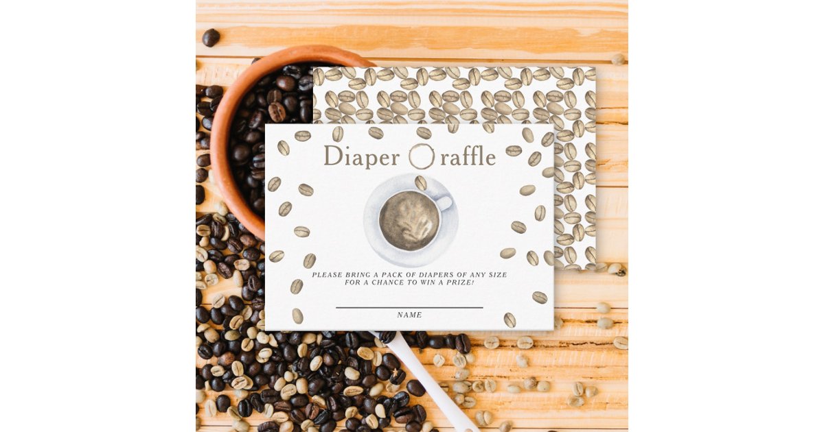 Beans and coffee baby shower diaper raffle enclosure card | Zazzle