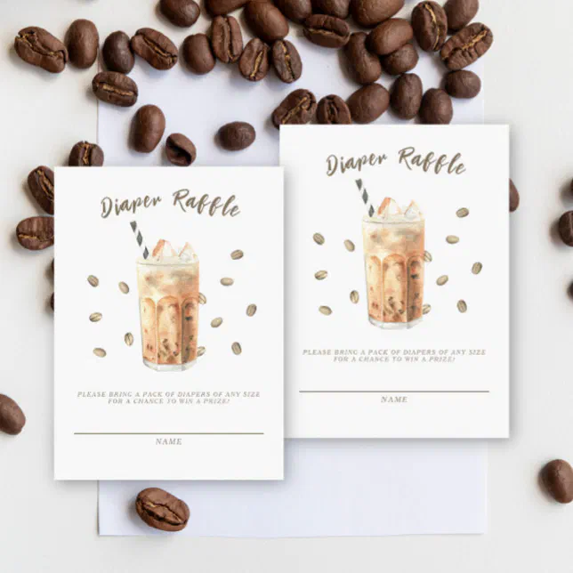 Beans and iced coffee baby shower diaper raffle enclosure card | Zazzle