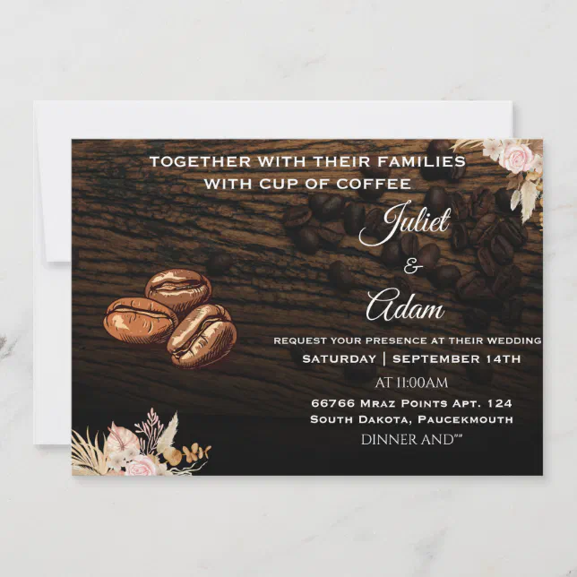 beans boho rustic modern elegant Coffee Wedding Invitation | Zazzle