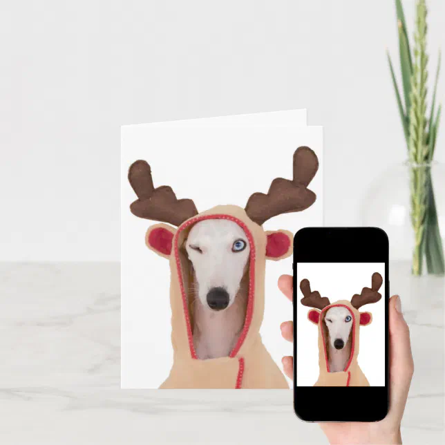 Beans Winking Reindeer blank cards | Zazzle