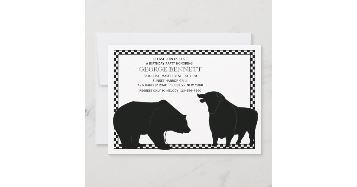 Bear and Bull Birthday Party Invitation | Zazzle